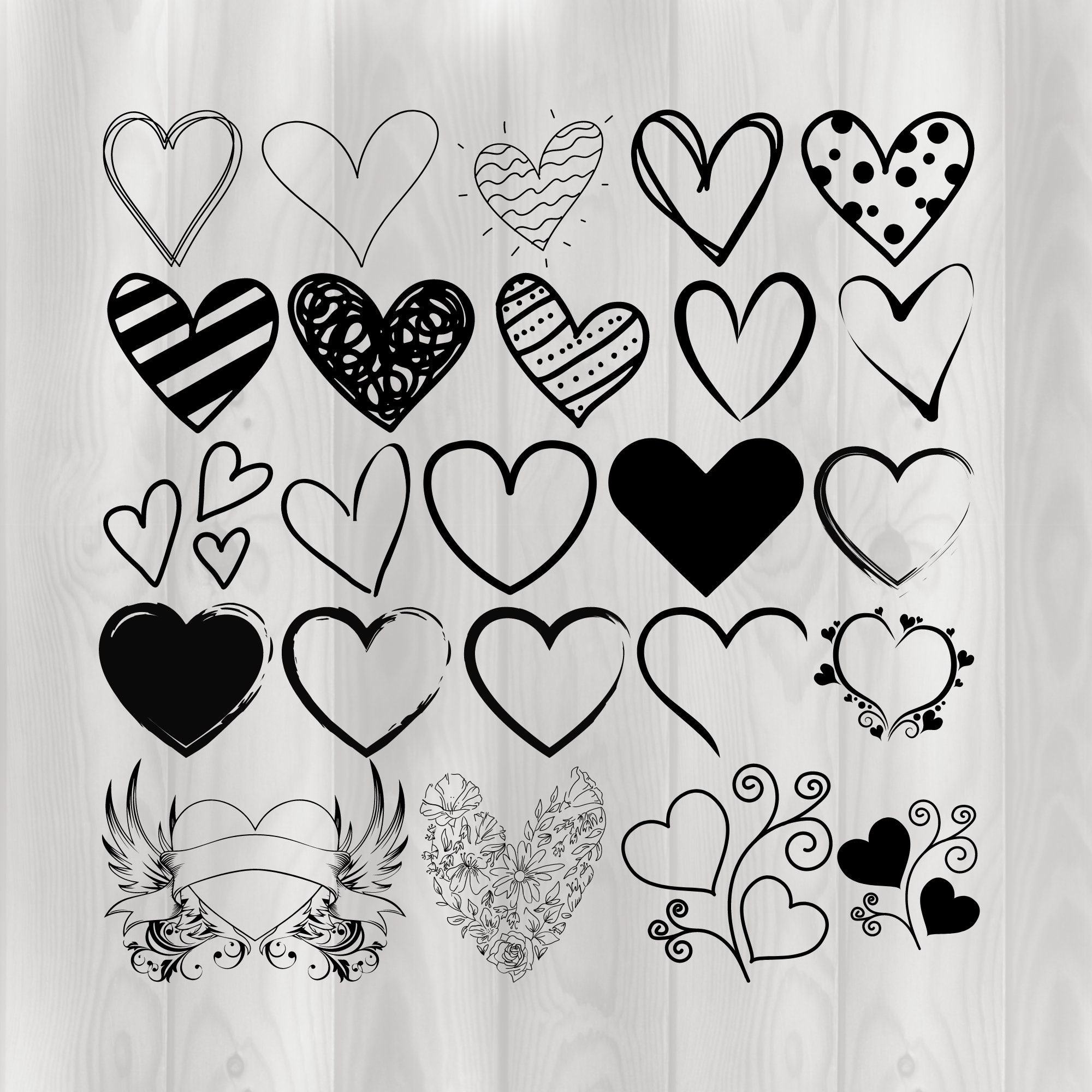 Heart Svg Bundle / Half Heart / Herat Design / Heart Clipart / Love Svg ...