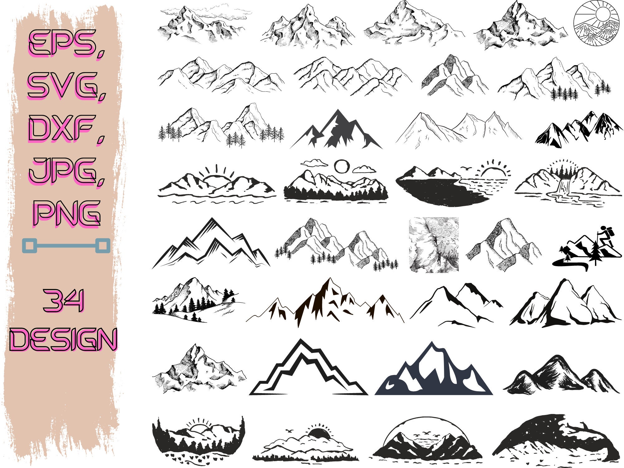 Mountain Svg Bundle / Mountain Svg / Forest Svg / Digital Download - Etsy