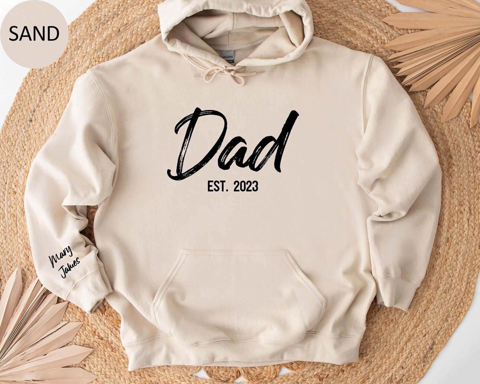 Custom Dad Est With Kids Names Sweatshirt, Personalized Dad Hoodie ...