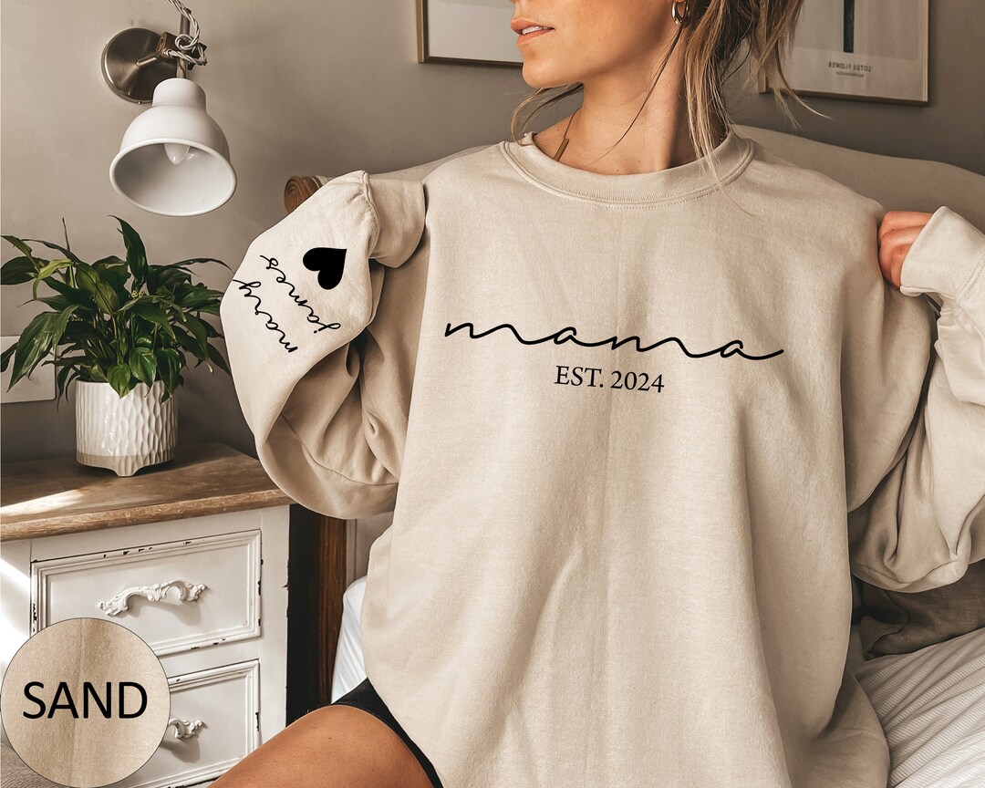 Personalized Mama Sweatshirt With Kids Names Sleeve, Mothers Day Gift ...