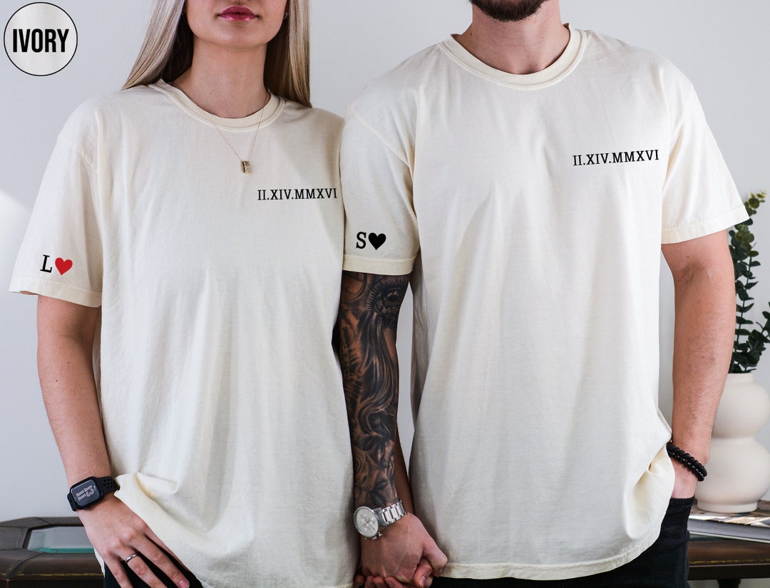 Custom Date and Initial Shirt Comfort Colors Personalized Roman Numeral ...