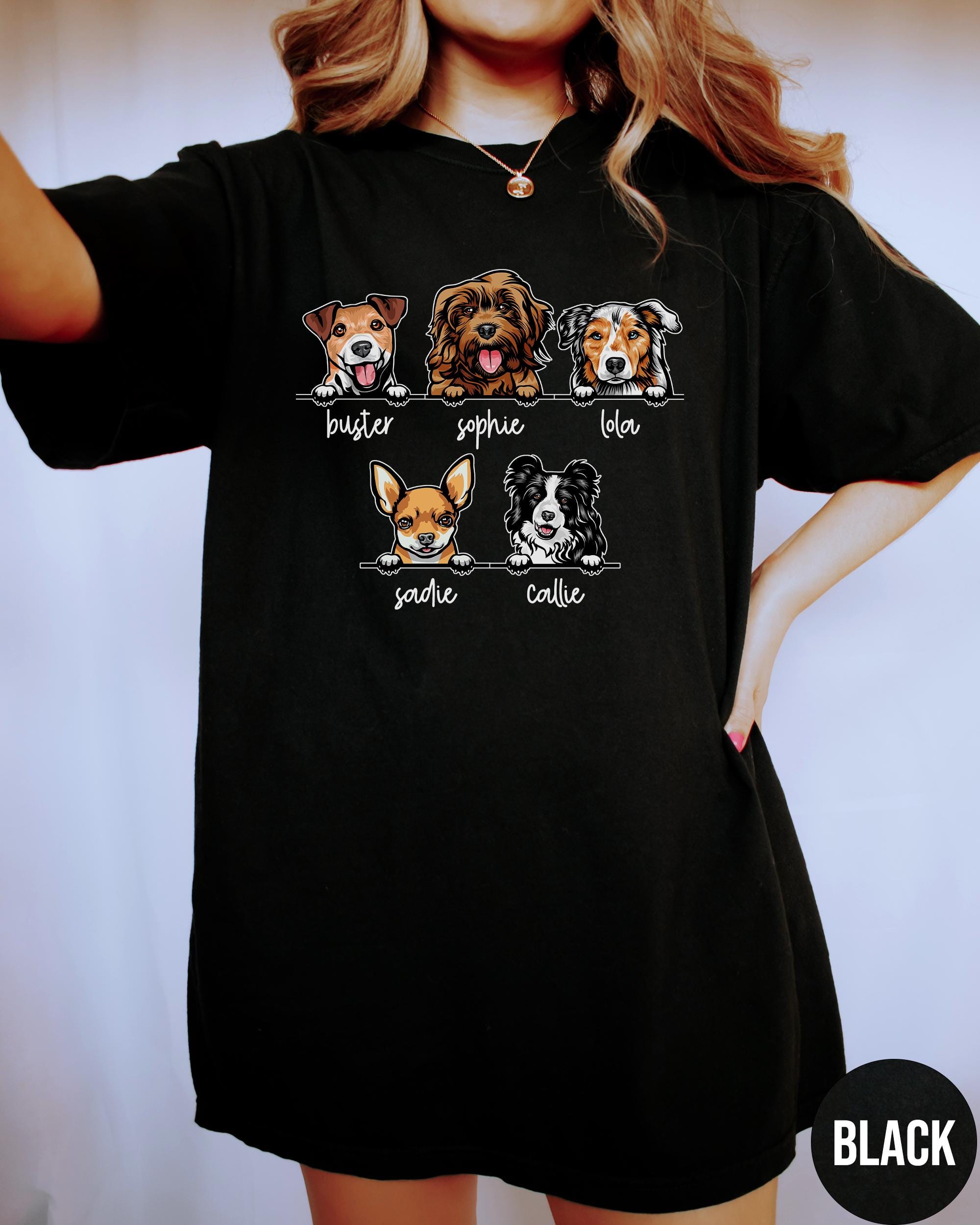 Custom Dog Shirt, Personalized Dog Face Tshirt, Dog Name Crewneck ...
