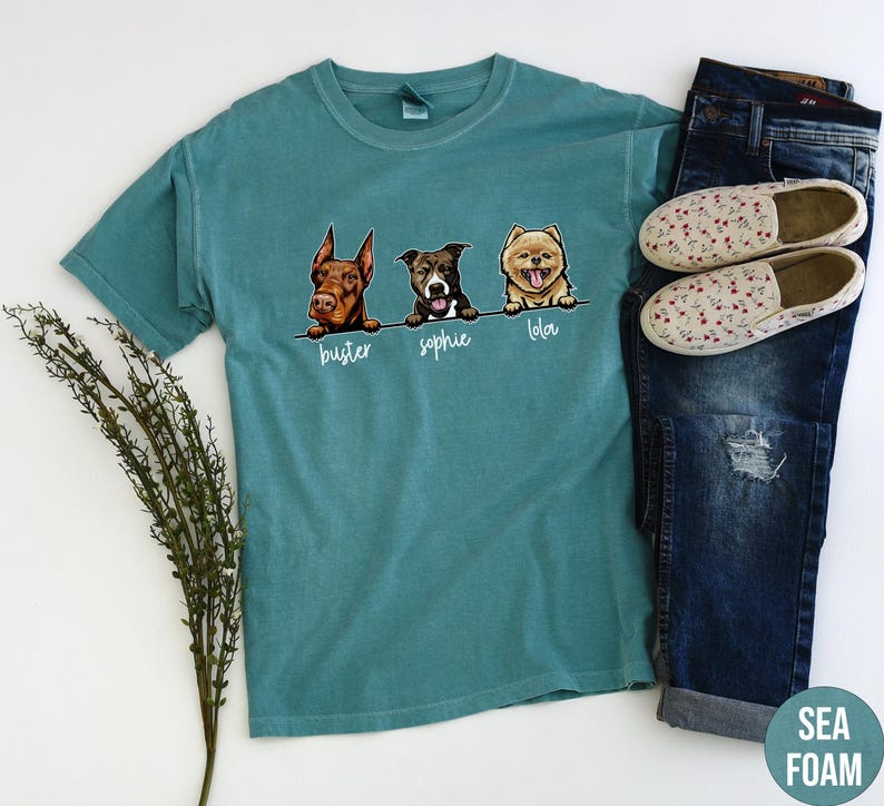 Custom Dog Shirt, Personalized Dog Face Tshirt, Dog Name Crewneck ...