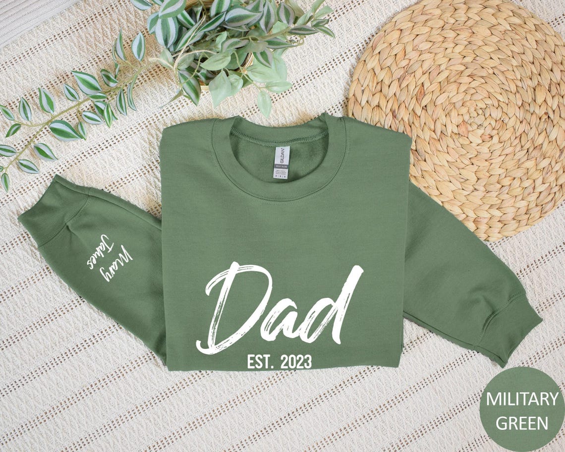 Custom Dad Est With Kids Names Sweatshirt, Personalized Dad Hoodie ...