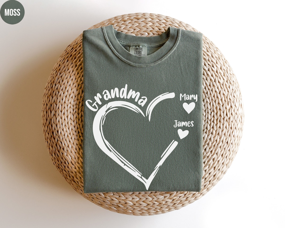 Custom Grandma Shirt Comfort Colors Personalized Grandma Heart ...