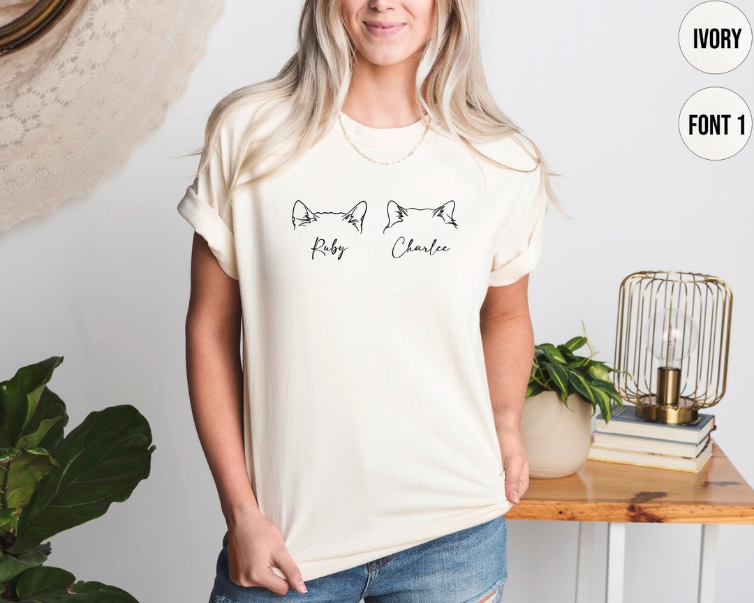 Custom Cat Shirt Personalized Cat Ear Tshirt With Name Comfort Colors ...