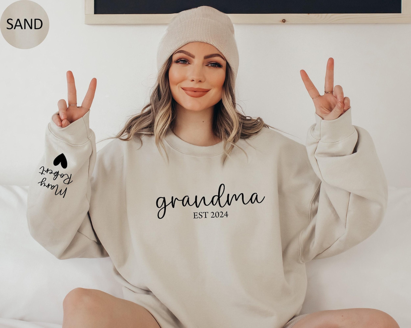 Personalized Grandma Sweatshirt With Grandkids Names on Sleeve Custom ...