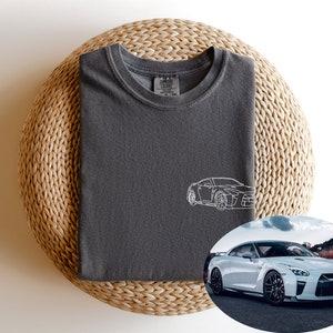 Custom Car Outline Shirt, Comfort Colors Car Line Art Tshirt ...