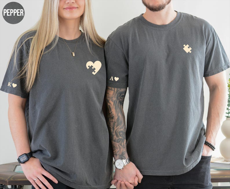 Comfort Colors Matching Couples Shirts, Custom Heart and Puzzle Piece ...