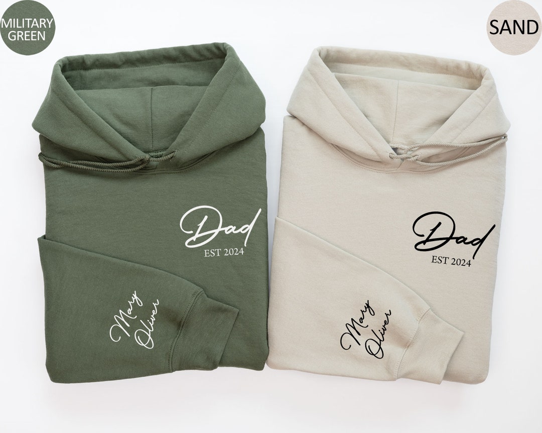 Personalized Dad Hoodie With Kids Names Sleeve Custom Dad Sweatshirt ...