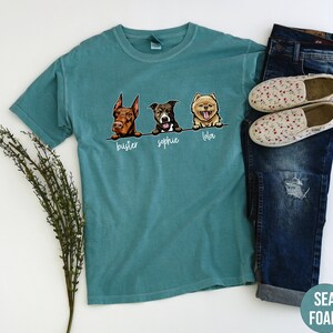 Custom Dog Shirt, Personalized Dog Face Tshirt, Dog Name Crewneck ...