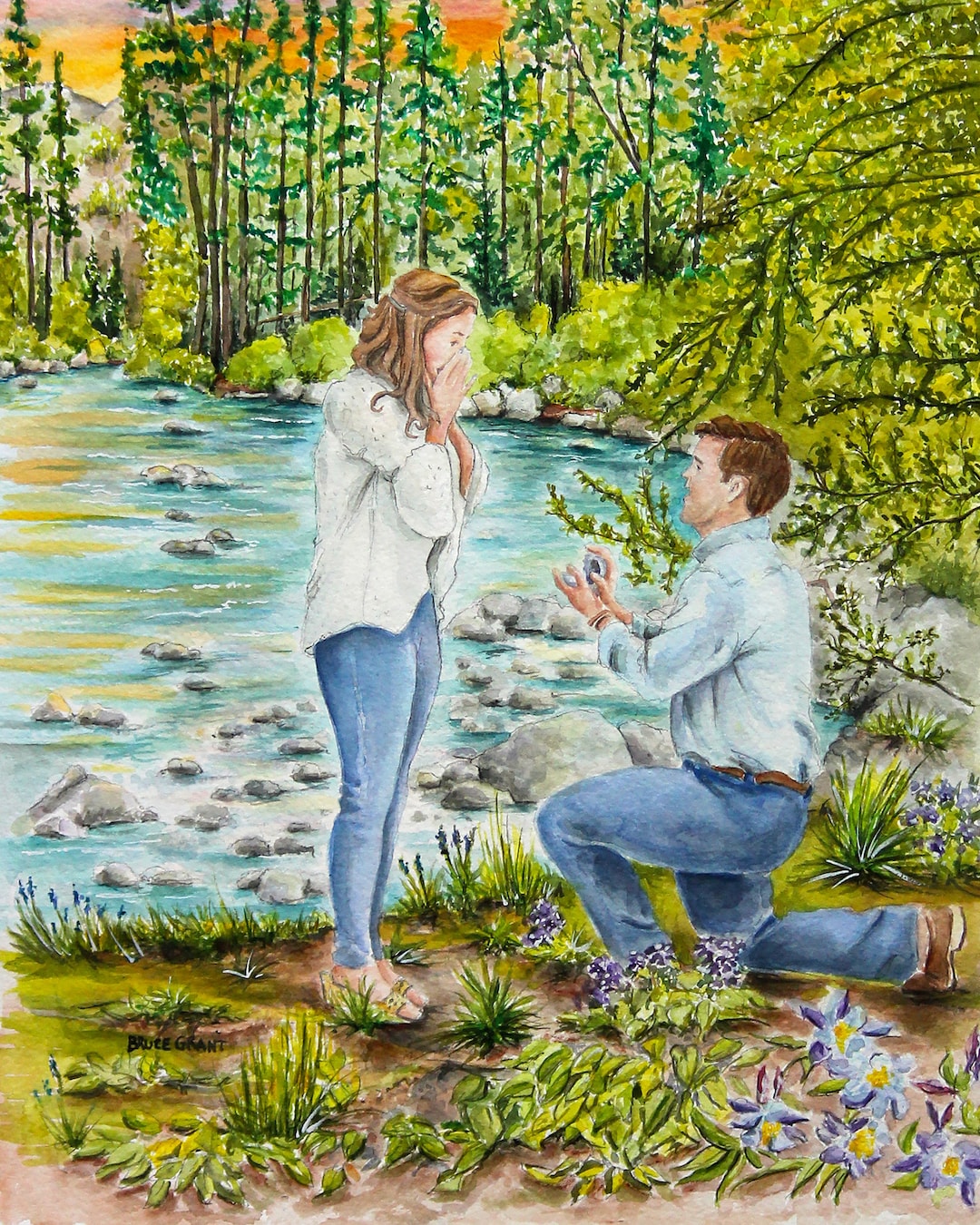 Proposal Painting, Engagement Portrait, Custom Portrait, Hand Painted ...