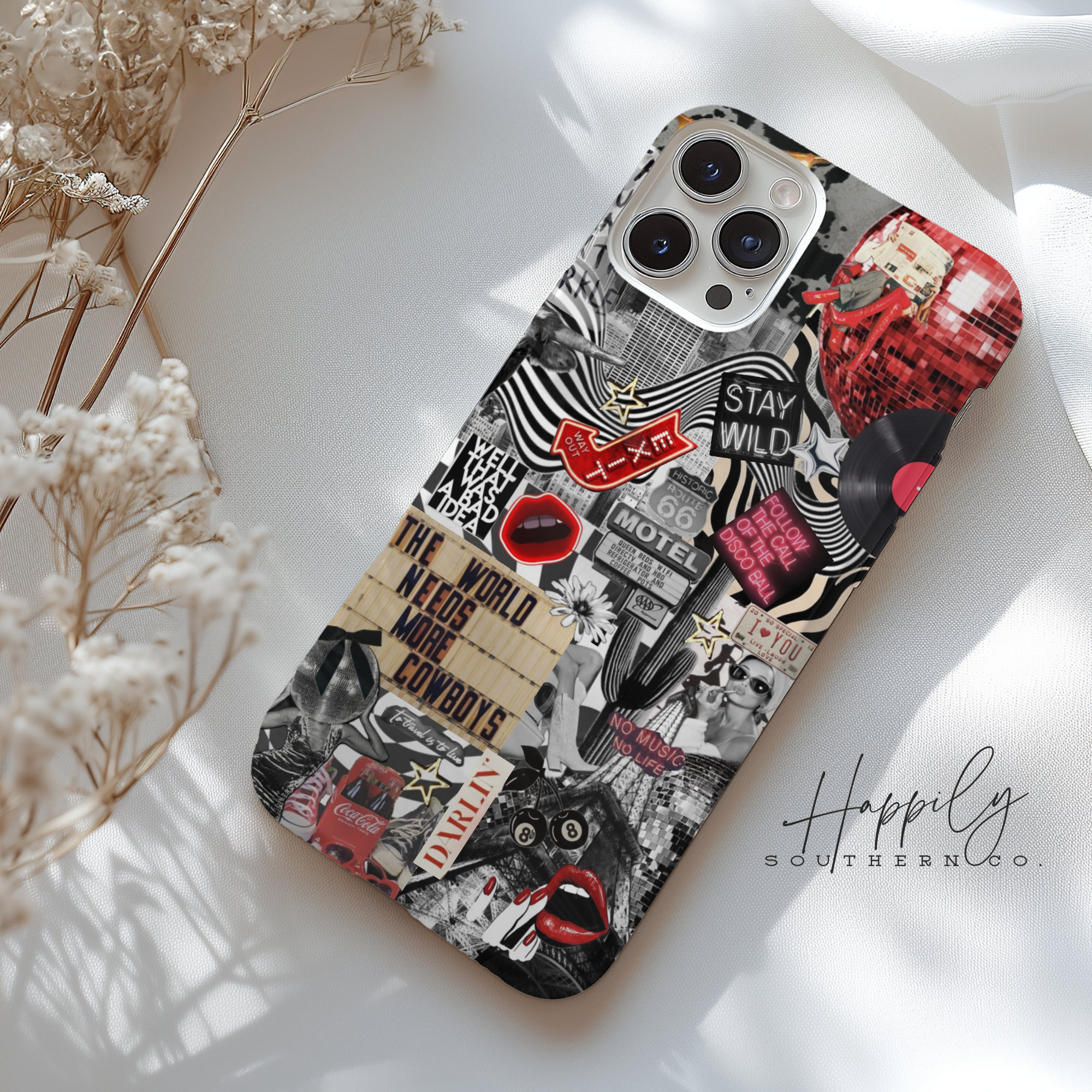 Vintage Red Collage Phone Case, Nostalgia Phone Case, Scrapbook Case ...