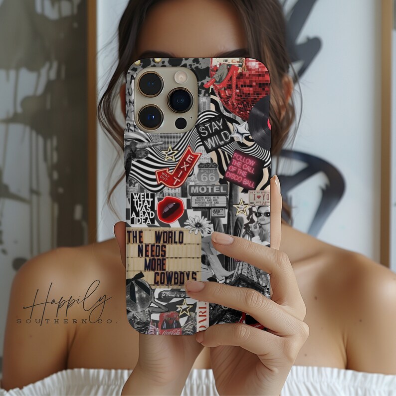 Vintage Red Collage Phone Case, Nostalgia Phone Case, Scrapbook Case ...