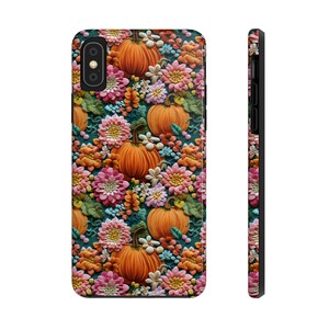 Embroidered Floral Halloween Cottage Core Phone Case,fall Pumpkins ...