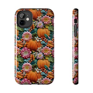 Embroidered Floral Halloween Cottage Core Phone Case,fall Pumpkins ...