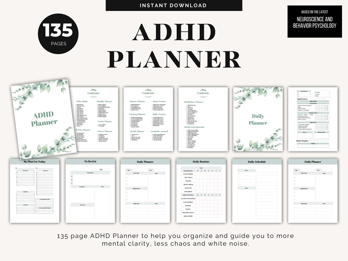 ADHD Planner, Adhd Planner Printable, ADHD, ADHD Digital Planner, Adhd ...