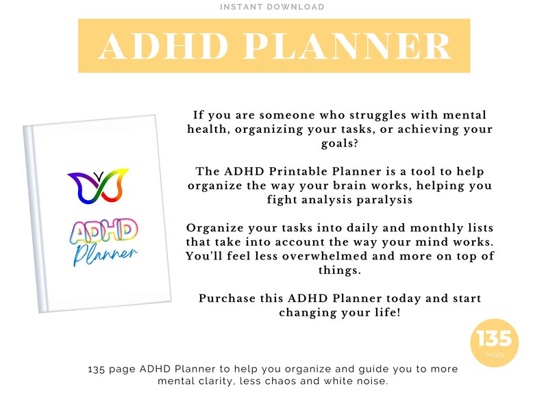 ADHD Planner, Adhd Planner Printable, ADHD, ADHD Digital Planner, Adhd ...