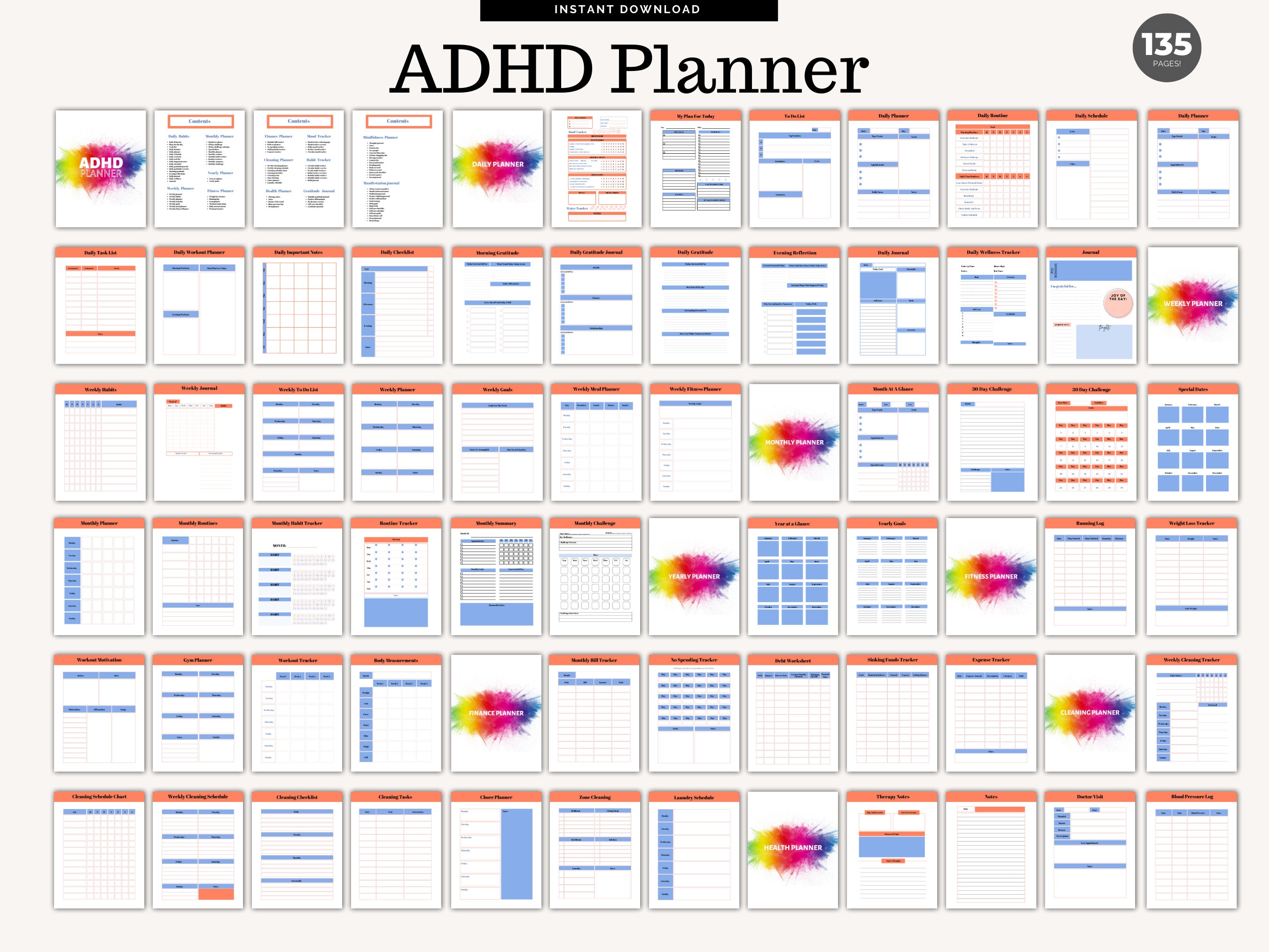 ADHD Planner, Adhd Planner Printable, ADHD, ADHD Digital Planner, Adhd ...