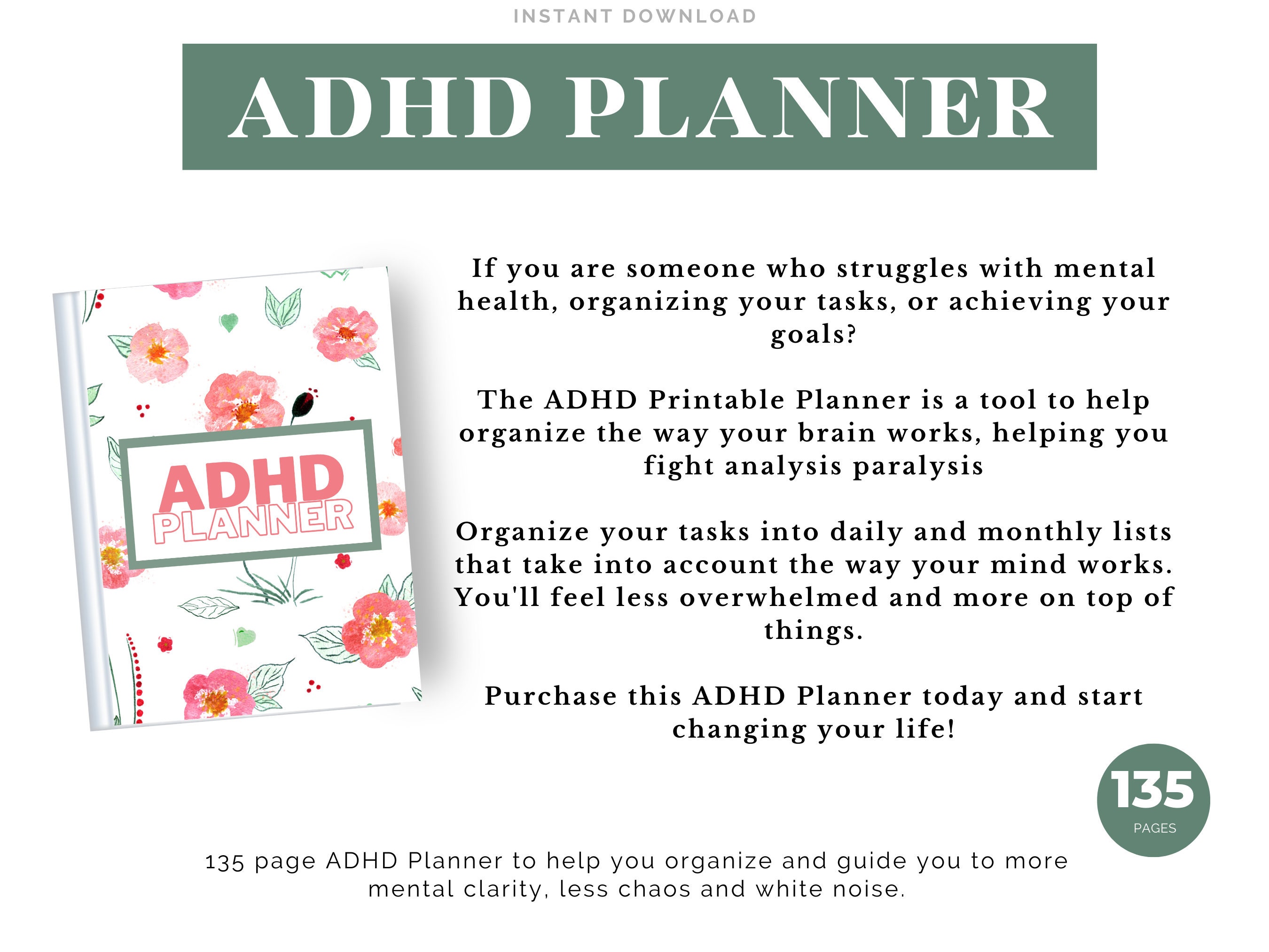 ADHD Planner, Adhd, Adhd Planner Printable, Adhd Journal, Adhd Digital ...