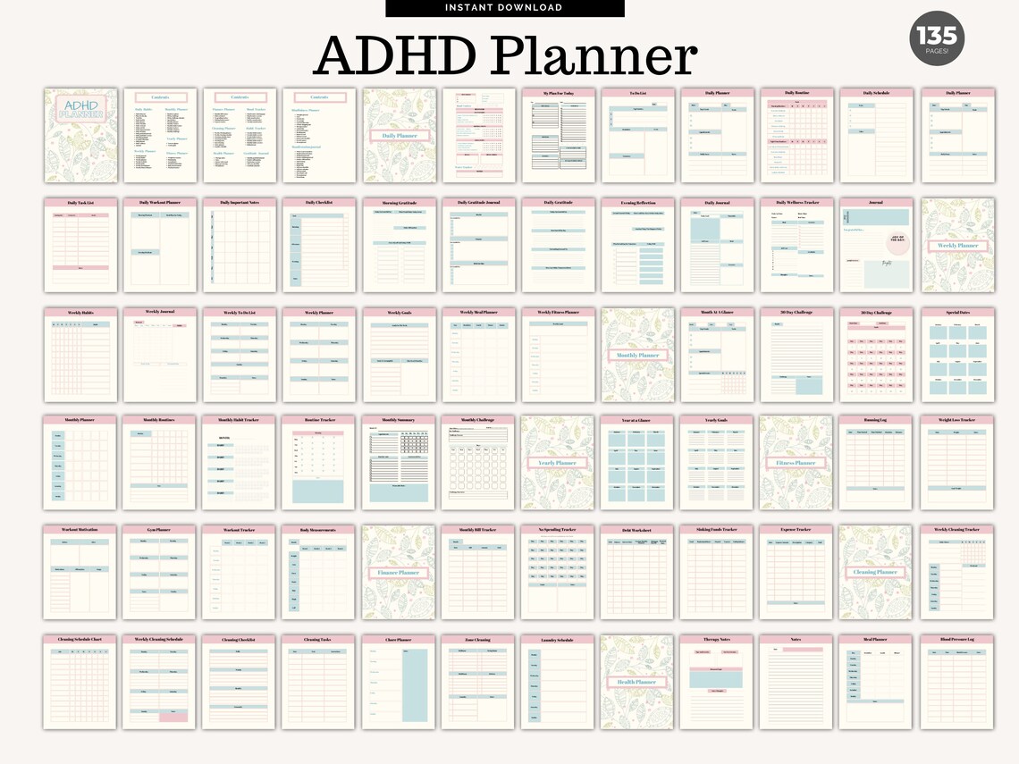 ADHD, ADHD Planner, Adhd Planner Printable, ADHD Digital Planner, Adhd ...