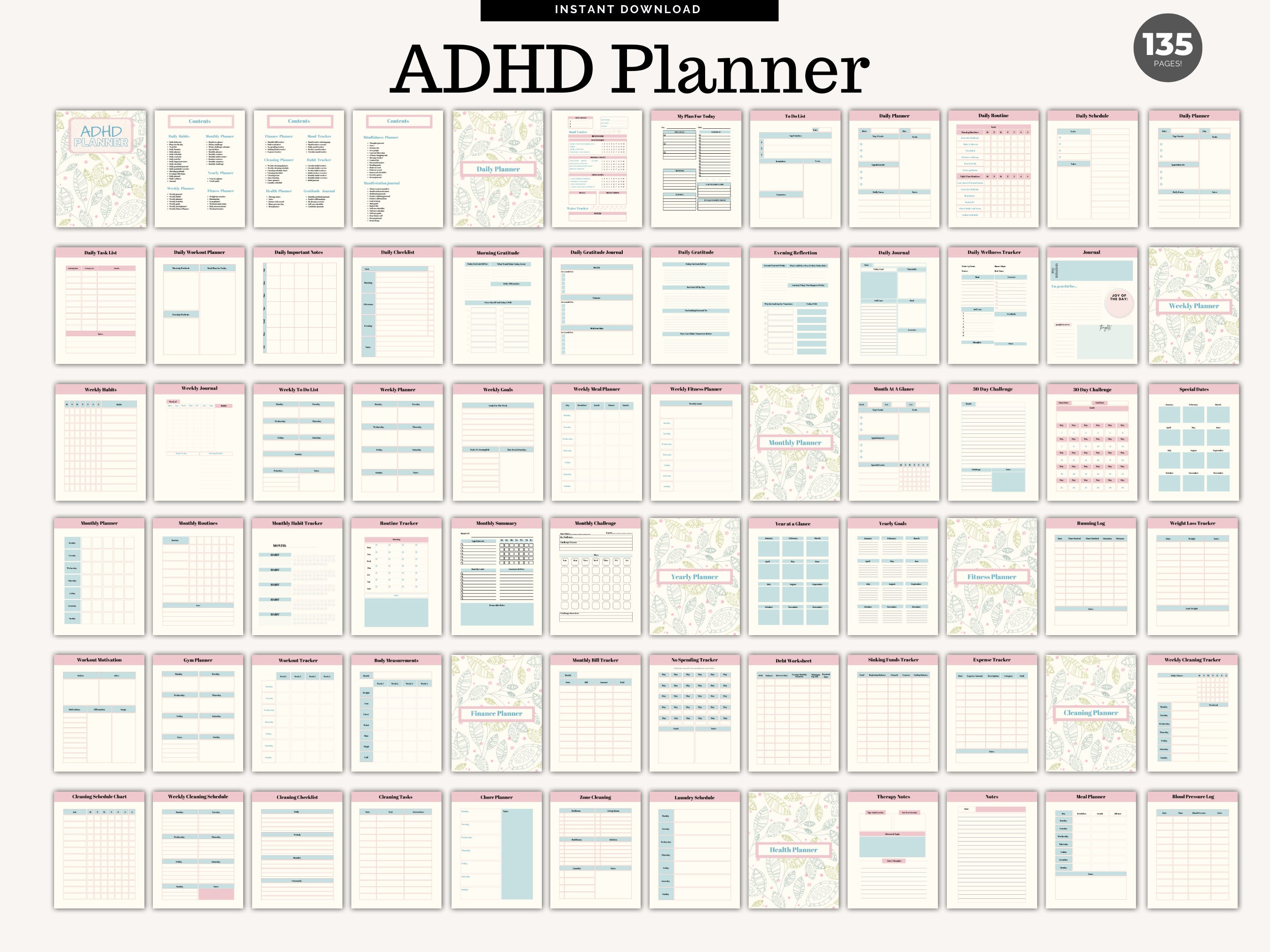 ADHD, ADHD Planner, Adhd Planner Printable, ADHD Digital Planner, Adhd ...