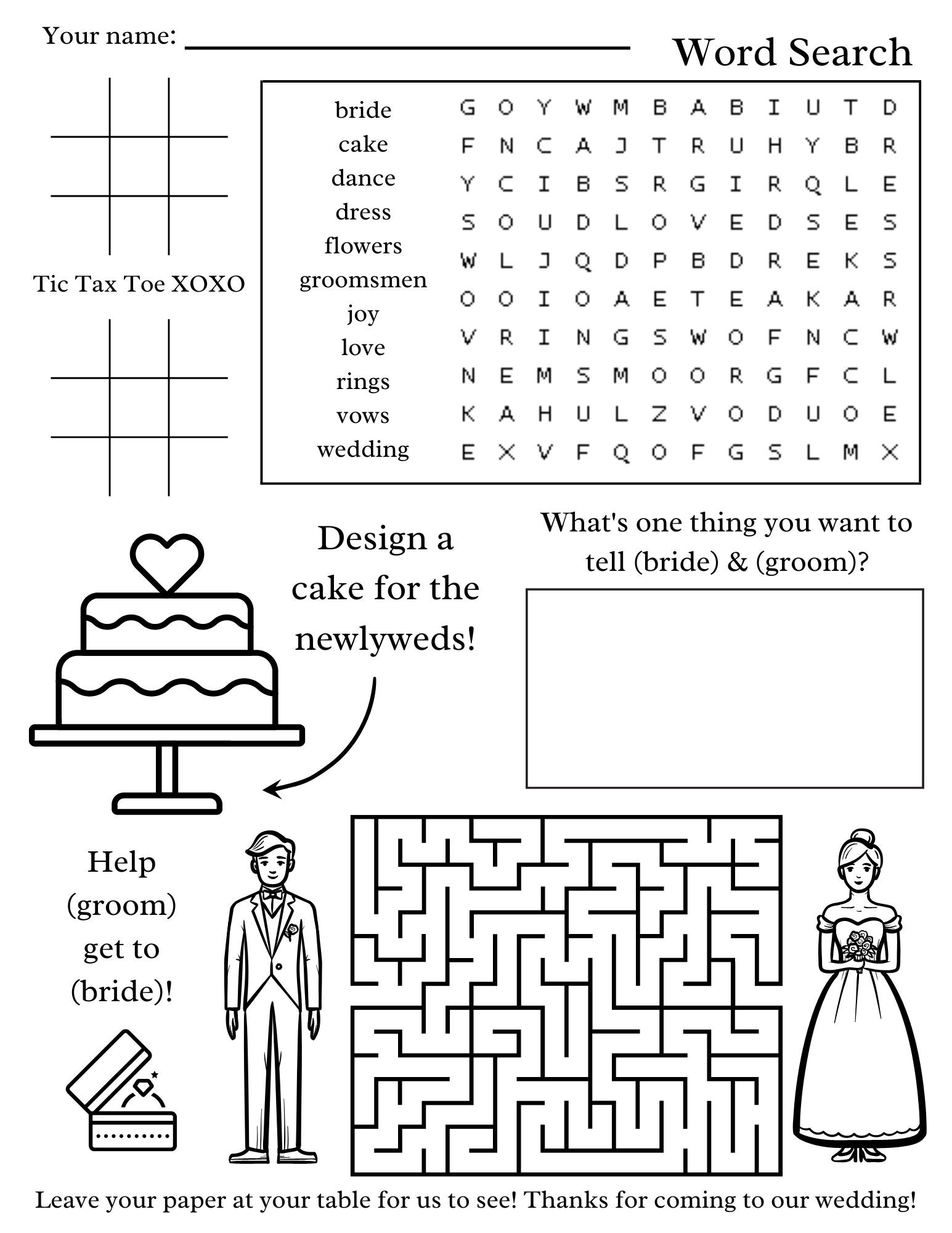 Wedding Activity Coloring Page - Canva Editable Template Instant ...