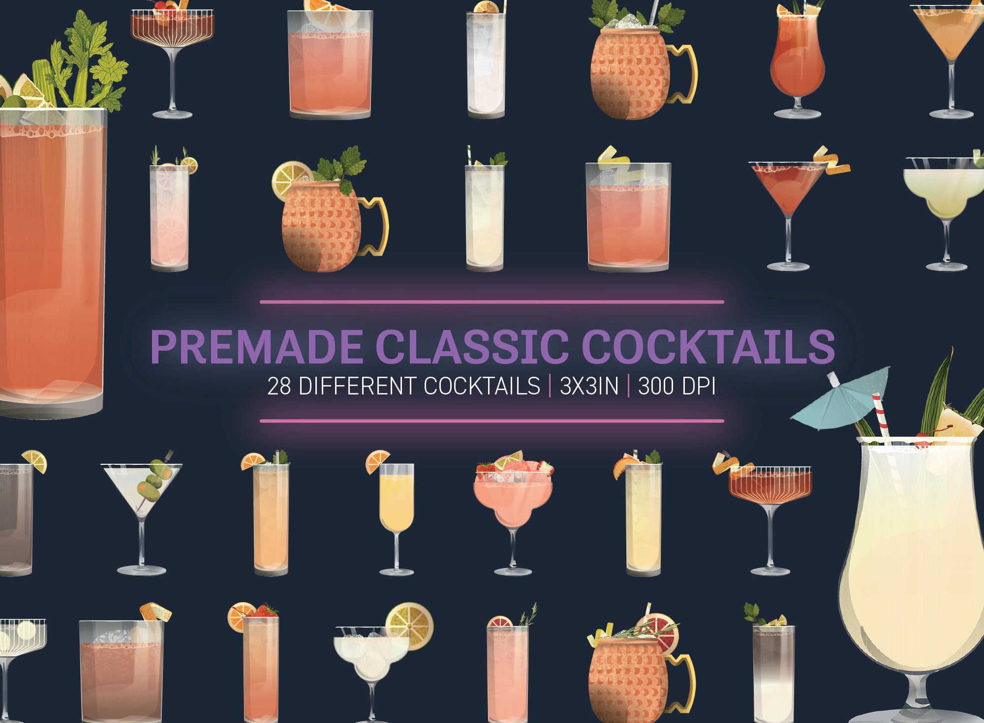 Create Your Own Cocktails | Cocktails PNG Files | Digital Cocktail Kit ...