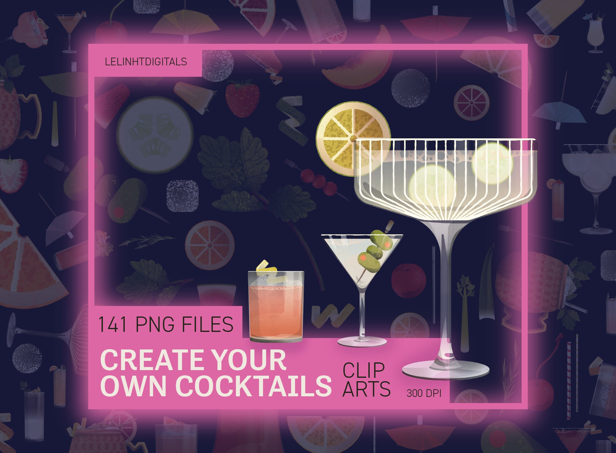 Create Your Own Cocktails | Cocktails PNG Files | Digital Cocktail Kit ...