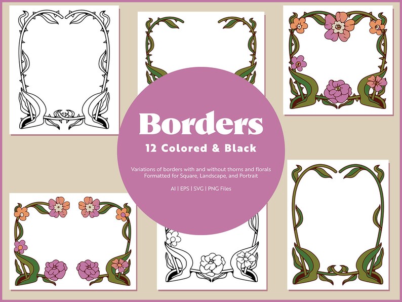 Floral Psychedelic | Retro Clip Arts and Borders Vector & Pngs Elements ...