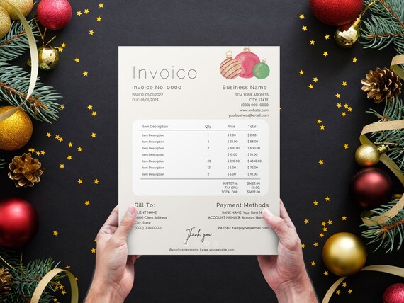 Christmas Invoice Template BUNDLE Minimal Invoice Modern - Etsy