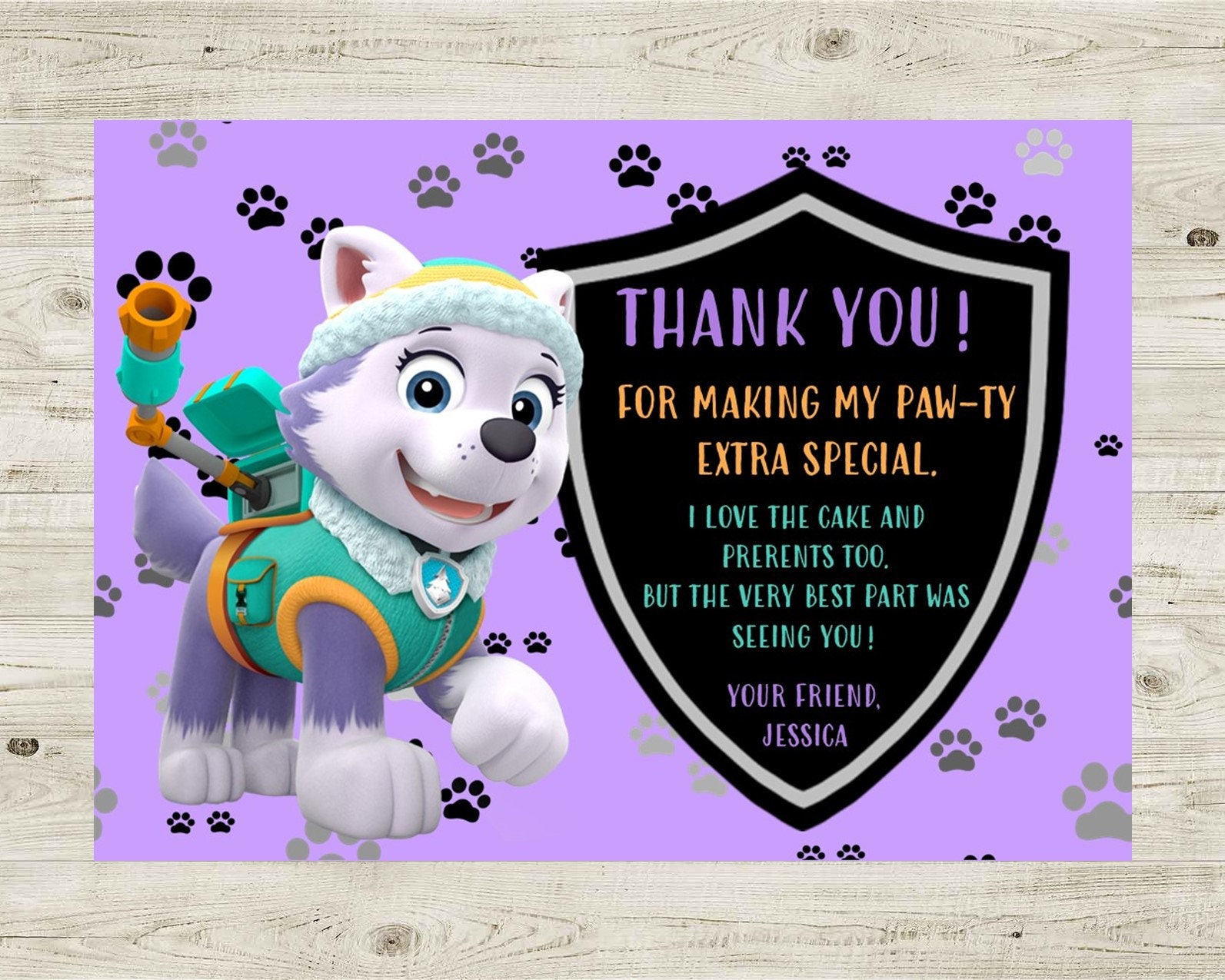 Customizable Birthday Thank You Paw-ty Patrol Puppy Theme Thank You ...
