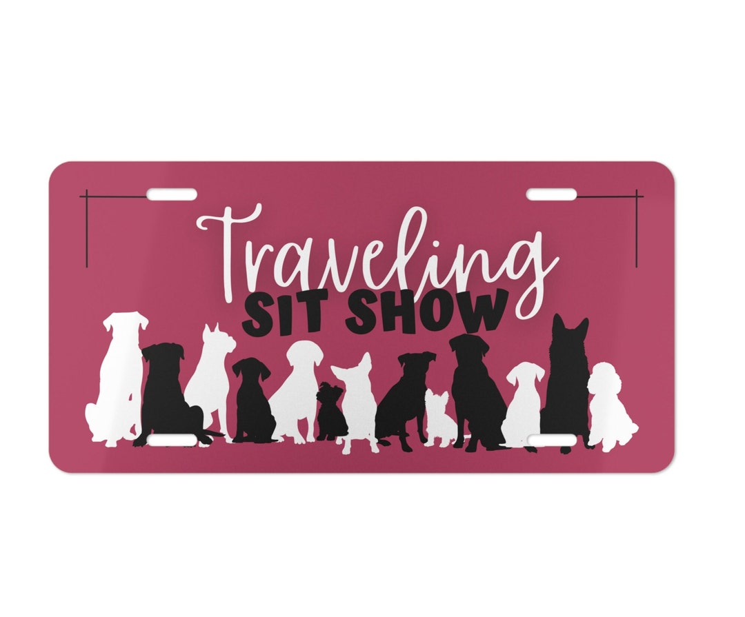 Maroon Traveling Sit Show Dog License Plate, Sport Working Dog License ...