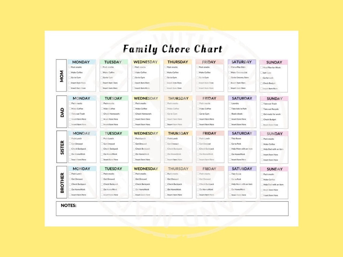 Chore Chart Bundle, PLR Chore Charts, Digital Download, Family Chores ...