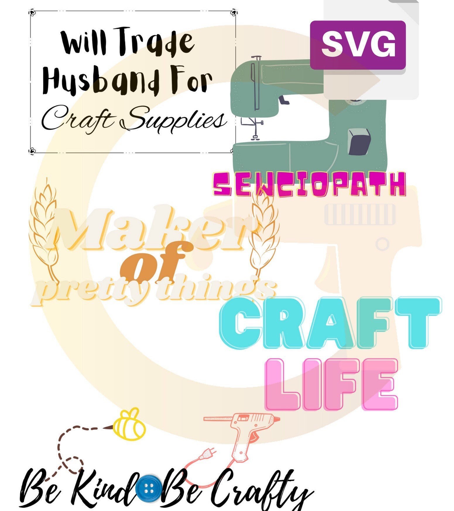 Crafting SVG Bundle, Crafters SVG, Crafters Quotes, Craft Room, Be ...