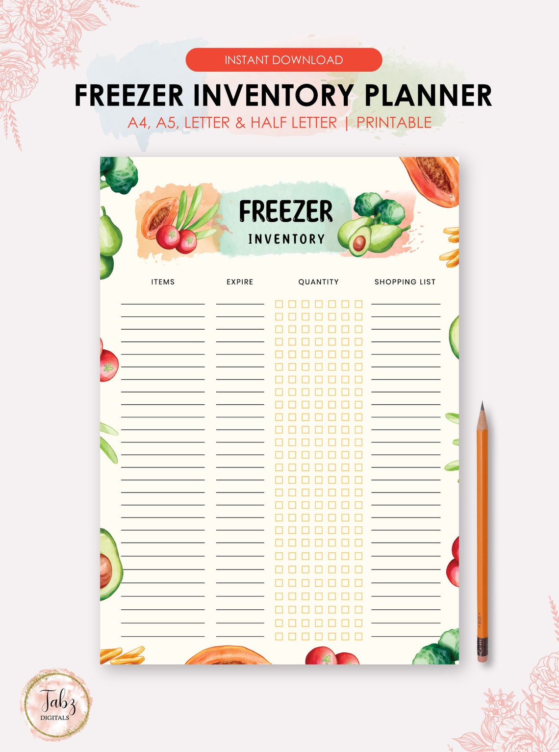 Freezer Inventory Inventory Log Kitchen Inventory Food - Etsy