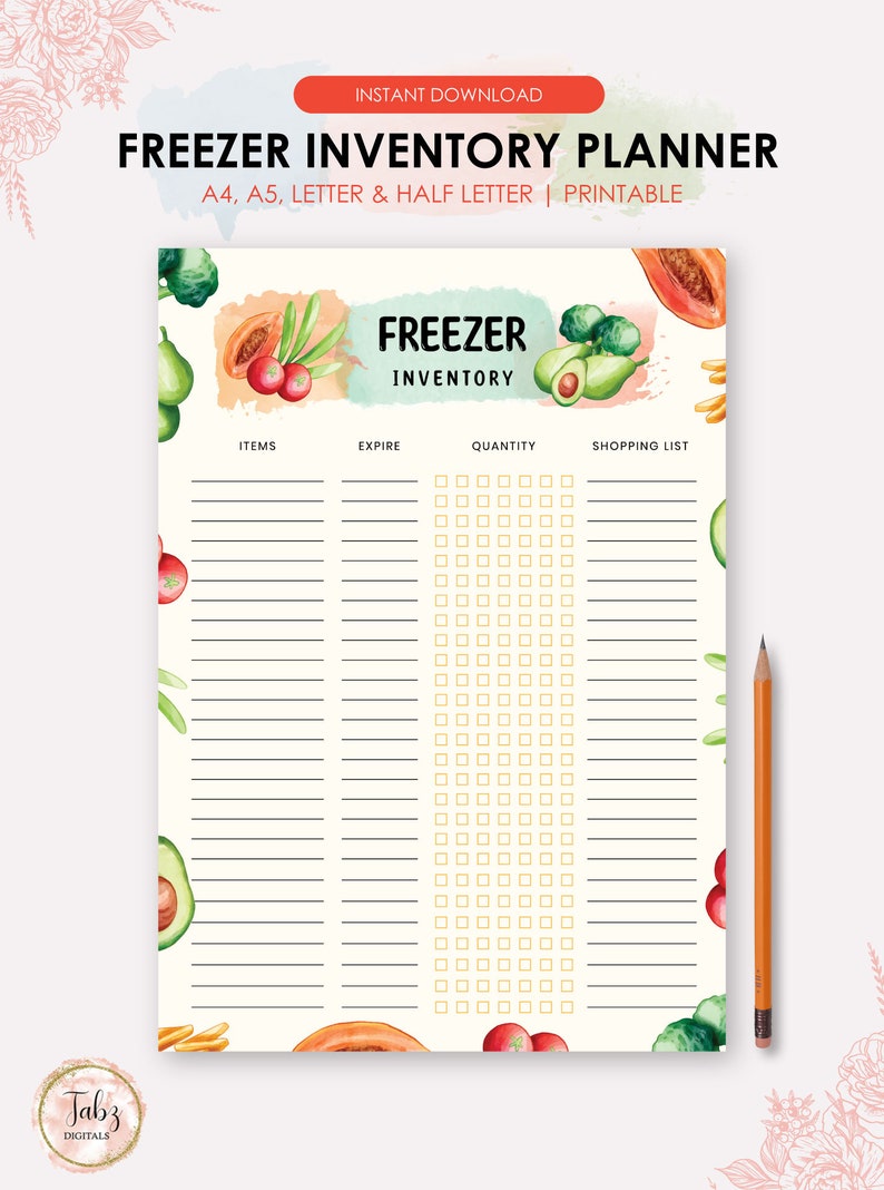 Freezer Inventory Inventory Log Kitchen Inventory Food - Etsy