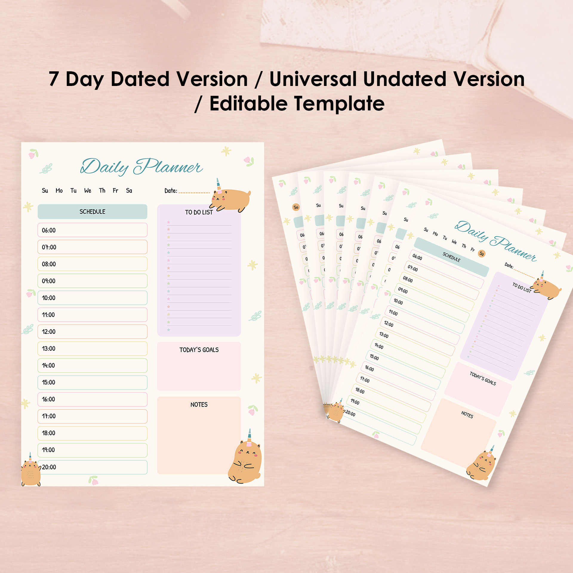 Daily Planner Printable, Editable Digital Planner by Tabzdigitals - Etsy