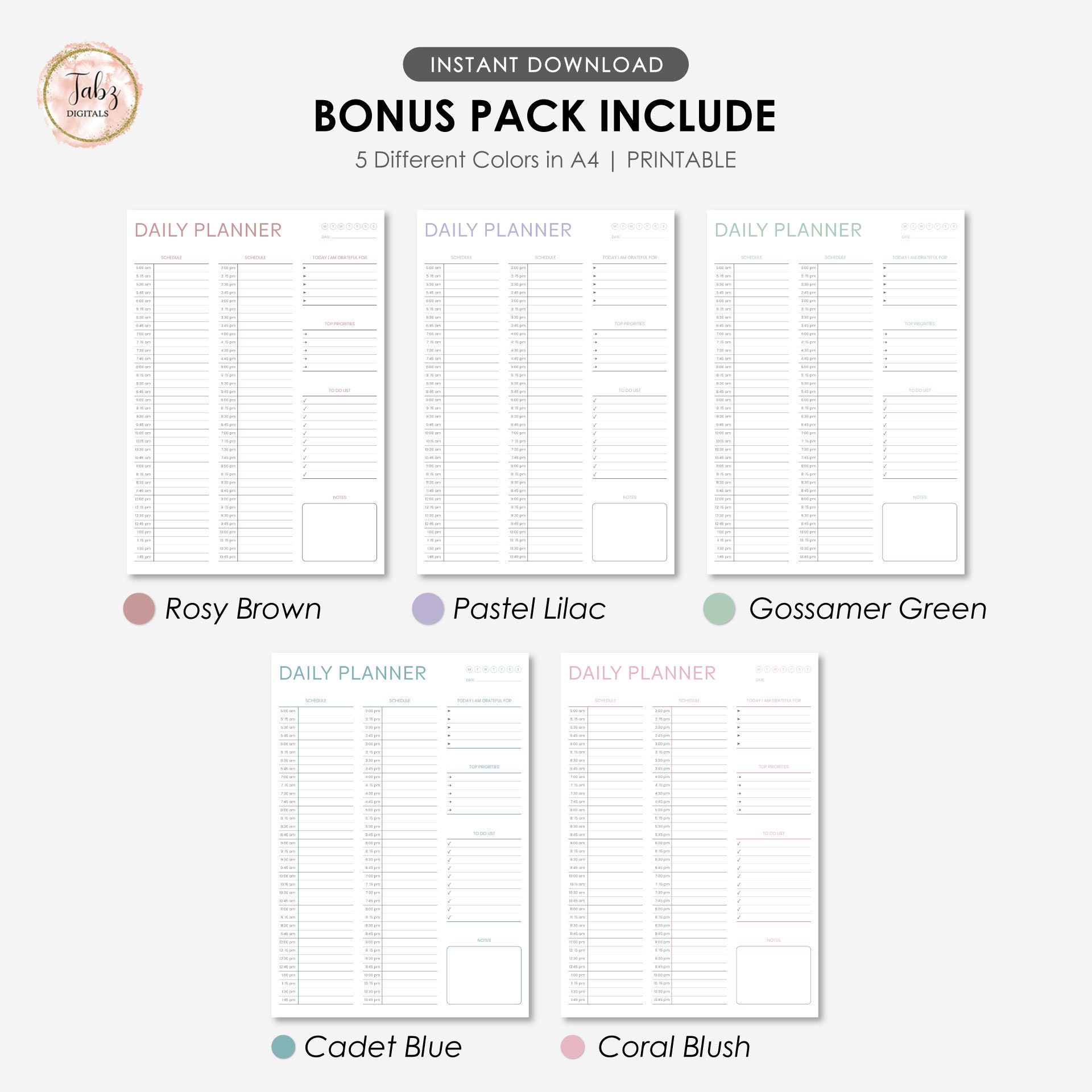 15 Minute Planner, Daily Planner Printable, Time Block Printable, Daily ...