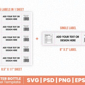 Editable Water Bottle Labels, Customized Template, Canva Editable Label ...