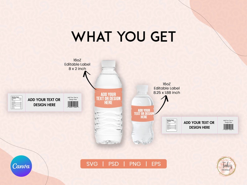 Customized Water Bottle Labels, Personalized Label, Canva Editable ...