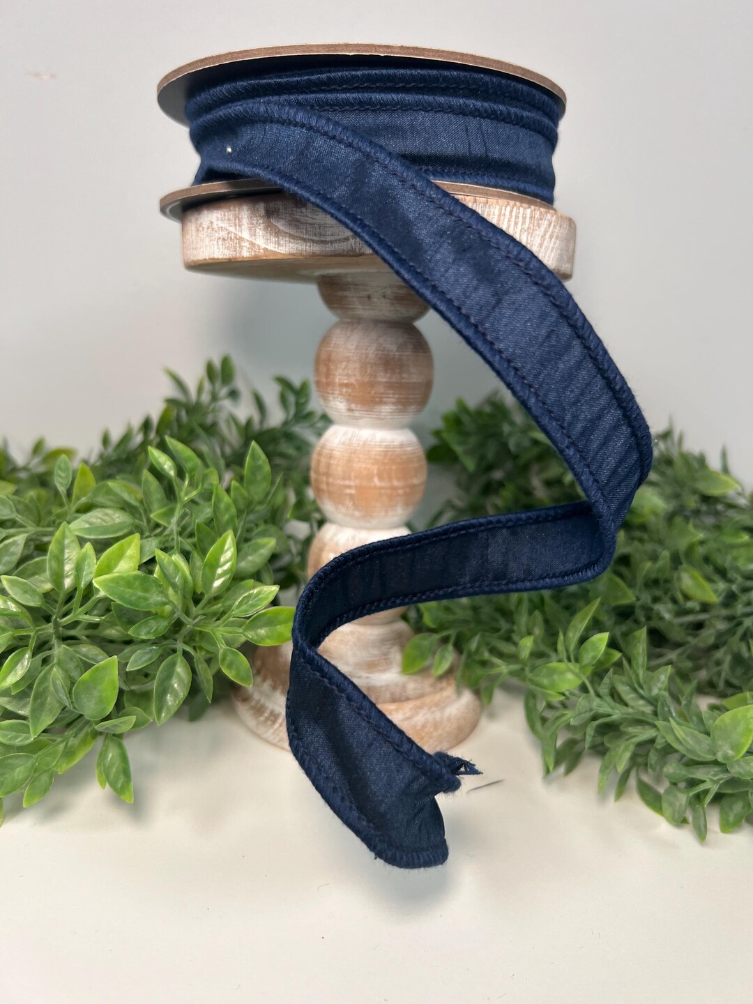 Navy Blue Ribbon 7/8", Reliant Wired Ribbon for Patriotic Wreaths ...