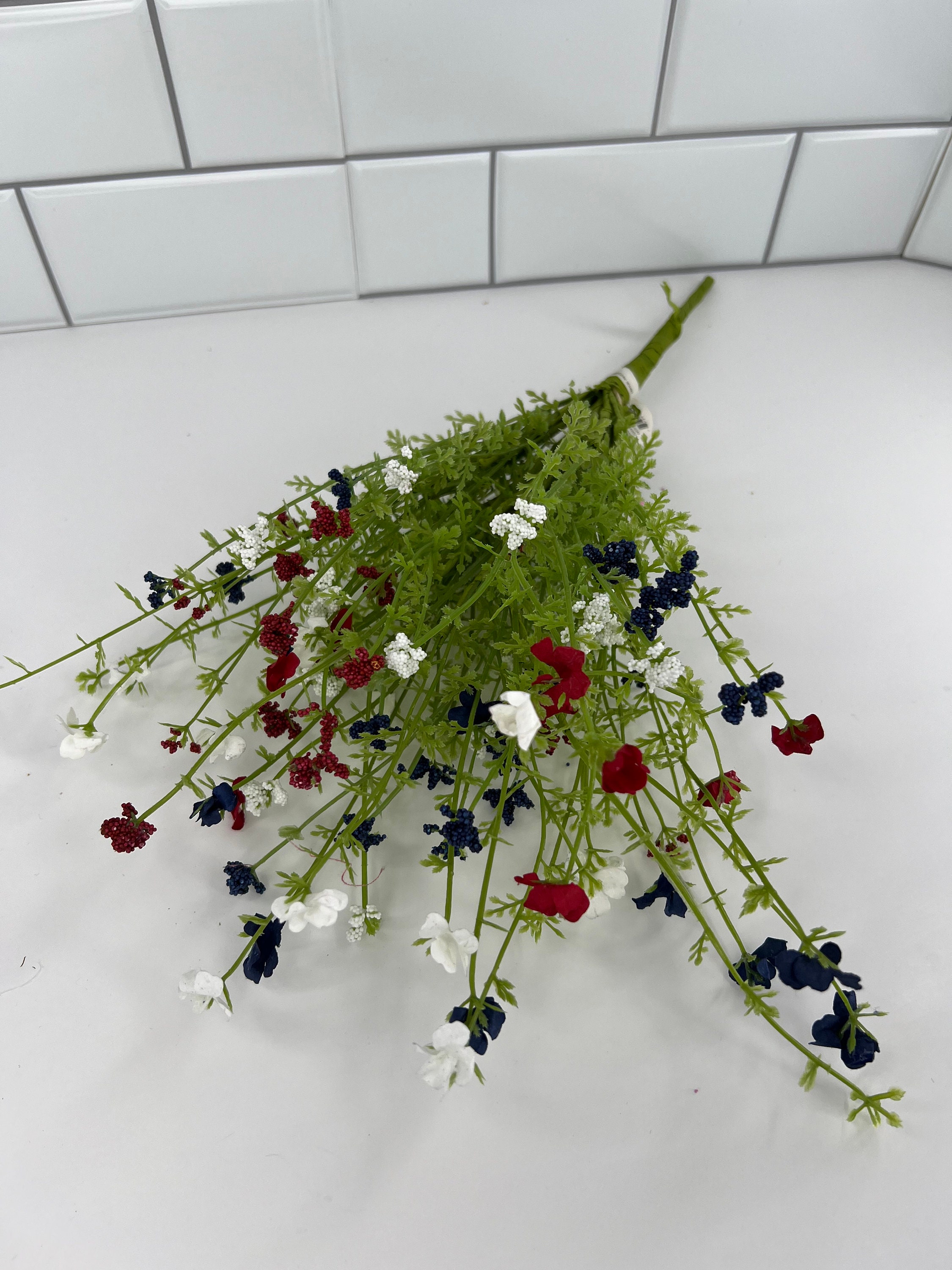 18" Patriotic Seeded Grass Bush, Filler Bush, Greenery Bush, 4th of ...