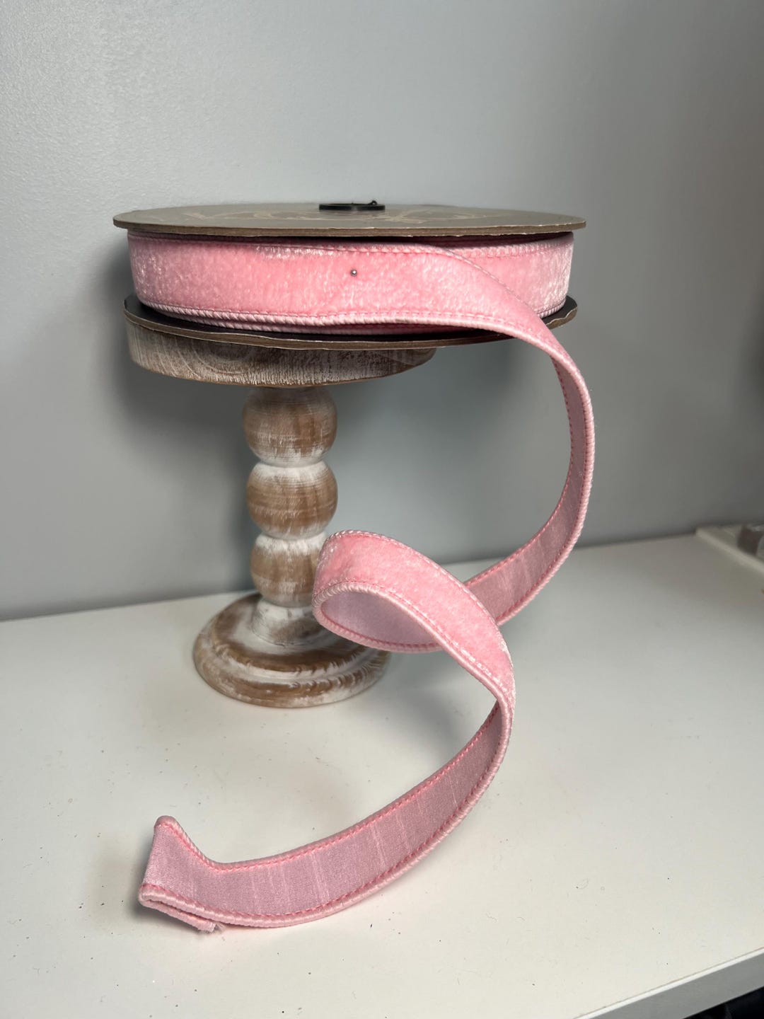 1 Inch Light Pink Double Sided Velvet Ribbon, Pink Christmas Ribbon, D ...