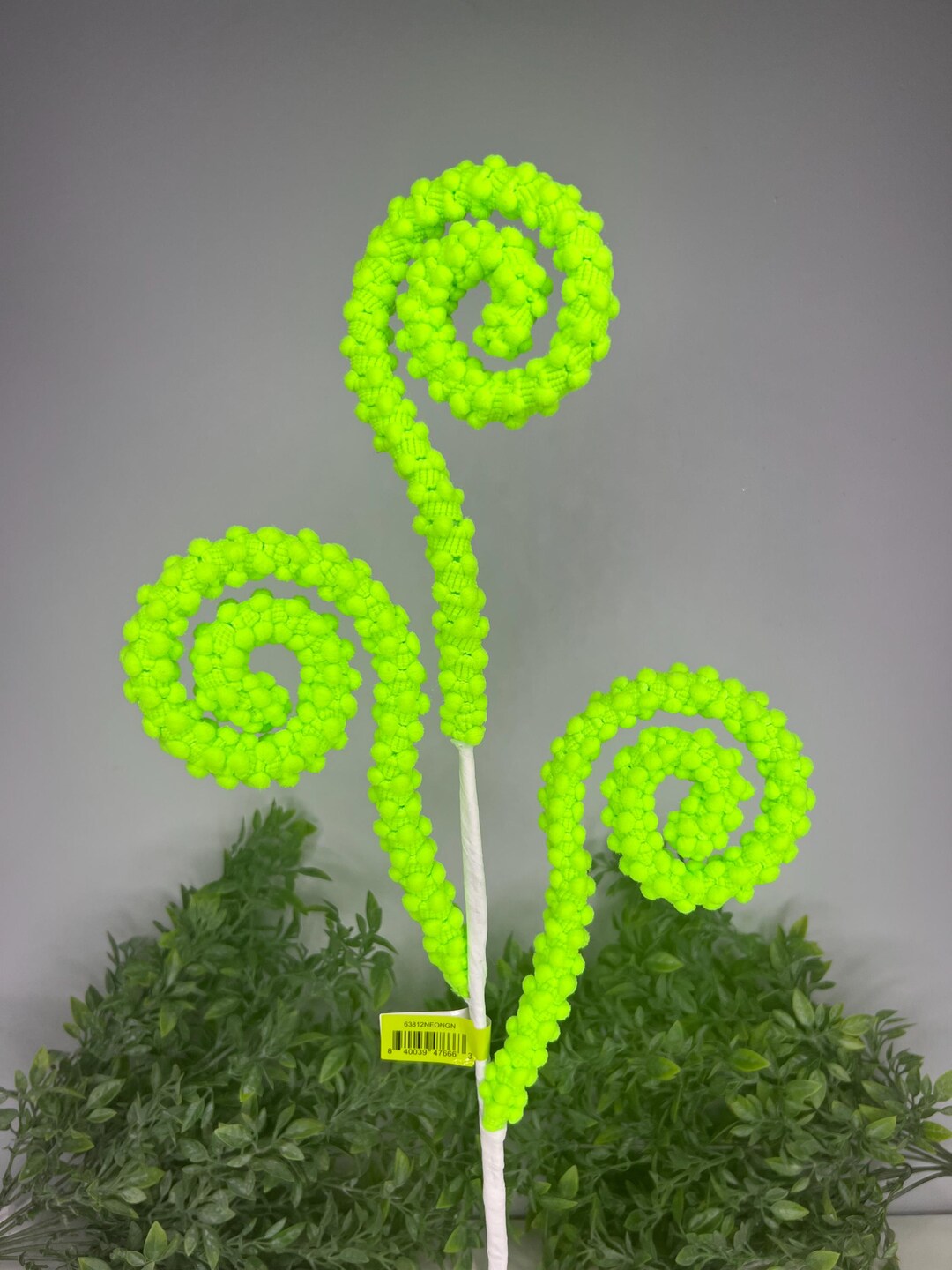 Neon Green Puff Chenille Spiral Curly Spray, Spring Pick, Everyday ...