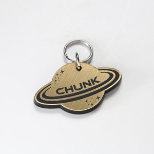Personalized Planet Saturn Dog Tag, Space Id Tag , Rocket Dog Tag ...