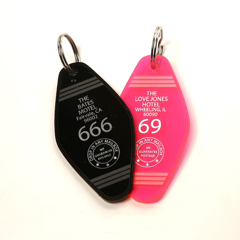 Custom Retro Motel Key Fob, Use Your Custom Text or Your Logo - Etsy