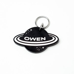 Personalized Planet Saturn Dog Tag, Space Id Tag , Rocket Dog Tag ...