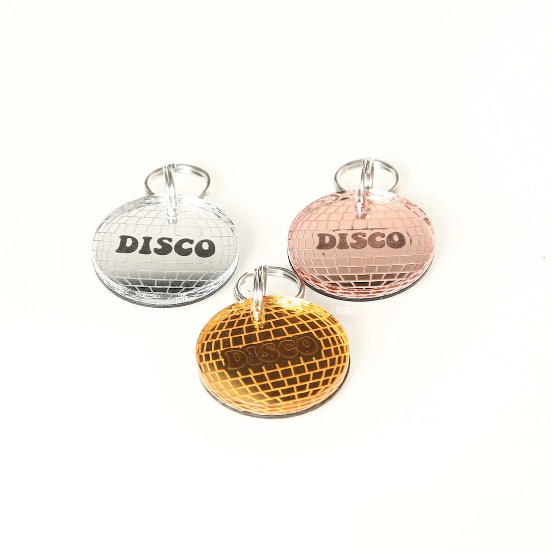 Personalized Disco Ball Pet Tag - Personalized Mirror Ball Pet ID Tag ...