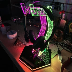 Personalized Headphone Stand - Gift for Gamers - Custom Stand - RGB ...